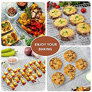 P&P CHEF Baking Sheet and Rack Set, 4 PACK (2 Sheets + 2 Racks), 2 Sizes Stainless Steel Baking Pans Cookie Sheets with Cooling Racks for Cooking & Roasting, Oven & Dishwasher Safe, Non-toxic