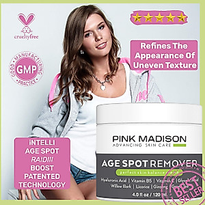 Pink Madison Dark Spot Corrector Best Age Spot Remover Treatment for Face Hands Body Circle 4 Ounce Cream