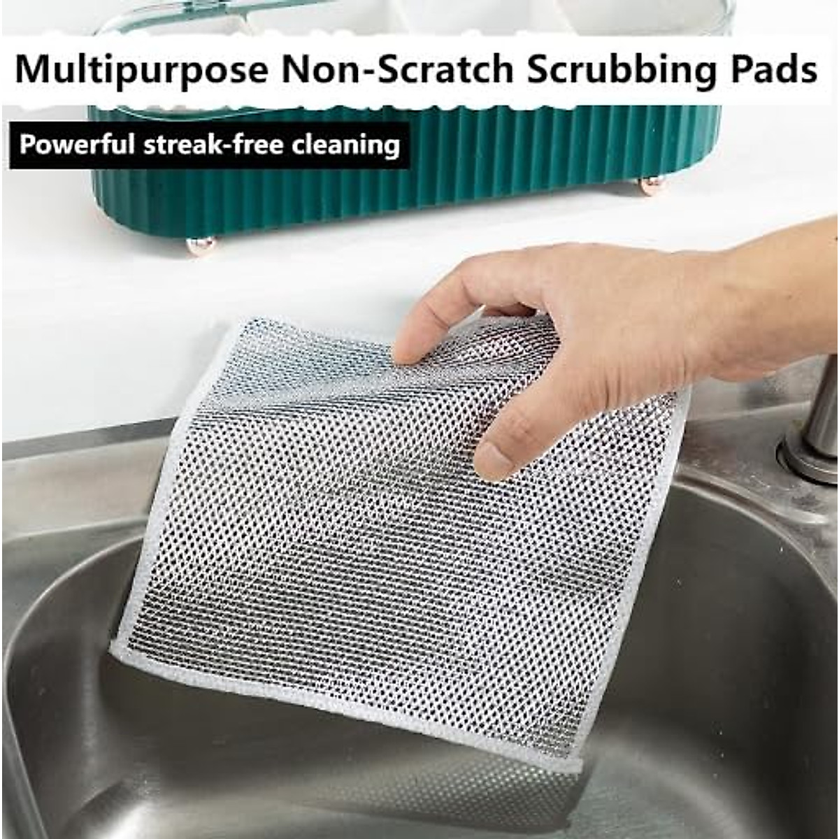 2023 New Multifunctional Non-Scratch Wire Dishcloth, Multipurpose Wire Dishwashing Rags for Wet and Dry, Scrubs & Cleans for Dishes, Sinks, Counters, Stove Tops, Easy Rinsing, Machine Washable. (10)
