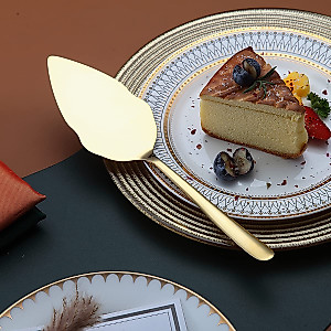 Gold Wedding Cake Knife and Server Set, Stainless Steel Cake Cutting Set for Wedding, Include Cake Cutter and Cake Server for Wedding, Parties, Activities, Family, Dishwasher Safe (Shiny Gold)