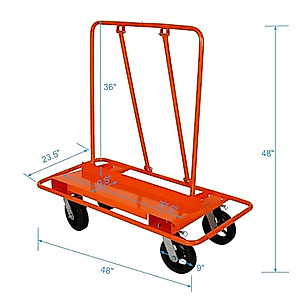 FORRTY Heavy Duty Drywall Sheet Cart, Drywall Dolly Cart, Panel Dolly Cart 2400lbs Load Capacity 8-inch Black Rubber Wheels Drywall Cart Dolly Carrying Drywall/Wood