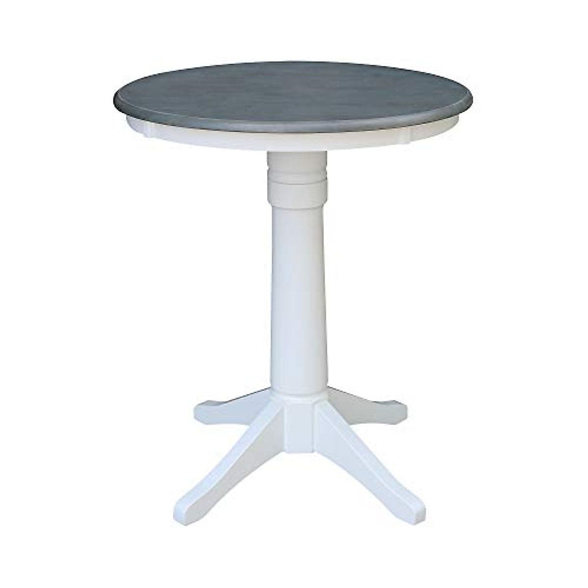 IC International Concepts Round Top Pedestal Dining Table, Counter Height, White/Heather Gray