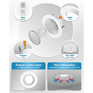 Sunco 24 Pack 4 Inch LED Can Lights Retrofit Recessed Lighting, Selectable 2700K/3000K/3500K/4000K/5000K Dimmable, Baffle Trim, 11W=40W, 660 LM, Replacement Conversion Kit, UL