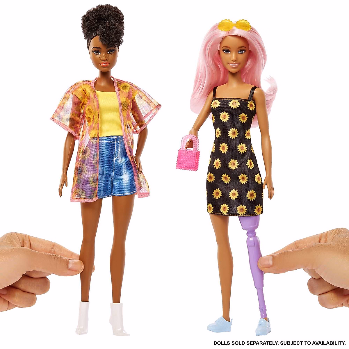 Barbie Fashions 2-Pack Clothing Set, 2 Outfits Doll Include Shirt, Shorts & Kimono, Sleeveless Sunflower Dress & 2 Accessories