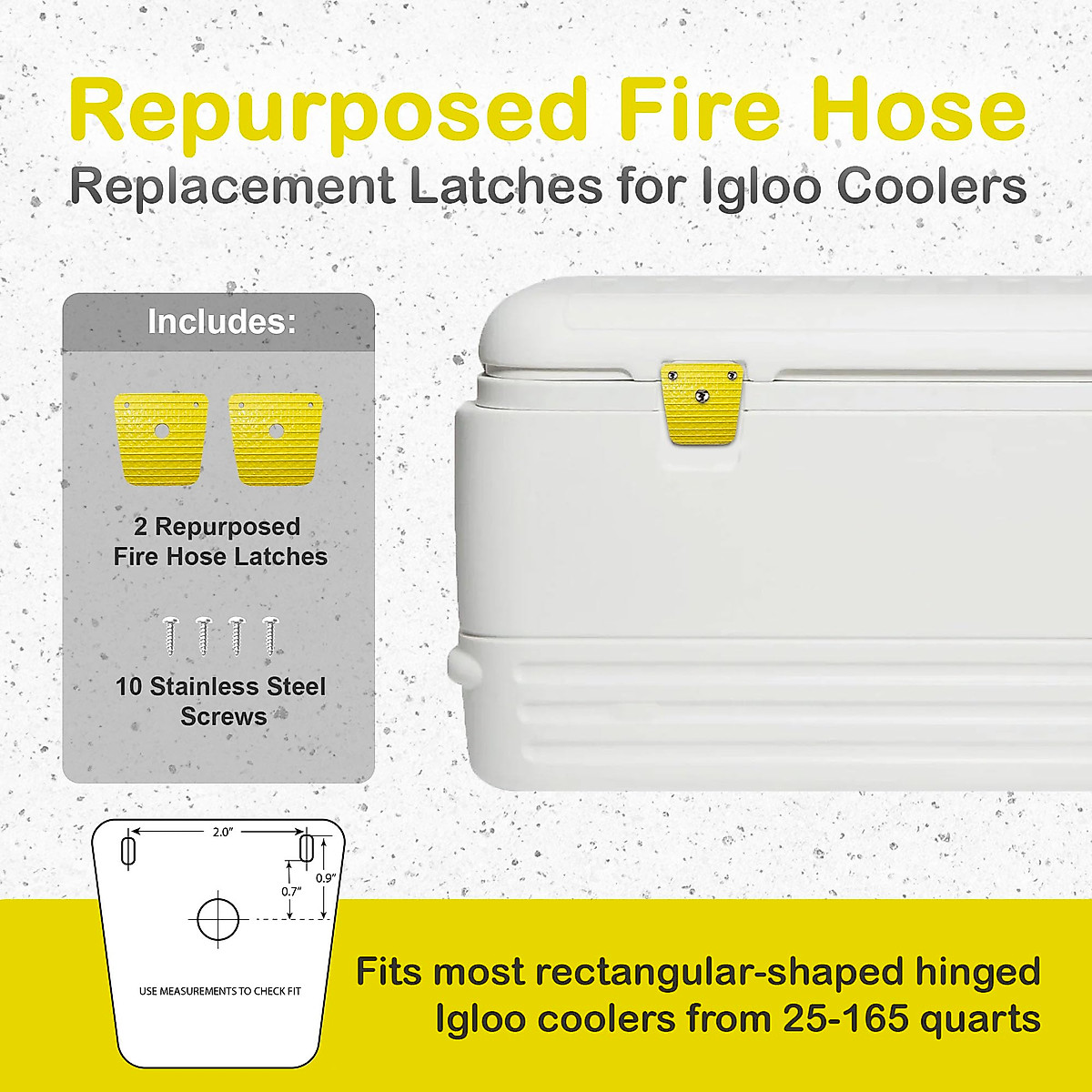 Unhinged Solutions Replacement for Igloo Latches (Set of 2) - Unbreakable, Made in USA, Repurposed Fire Hose