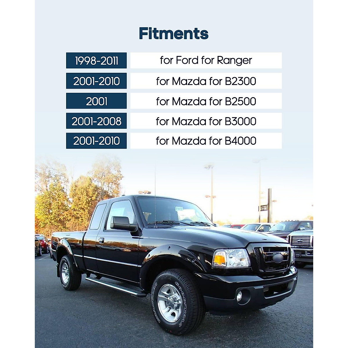 ECCPP Door Handles Exterior Outside Outer Front Driver Passenger Side for 1998-2011 for Ford Ranger Black(2pcs)