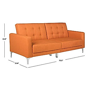 Safavieh Livingston Collection Soho Orange Tufted Foldable Sofa Bed