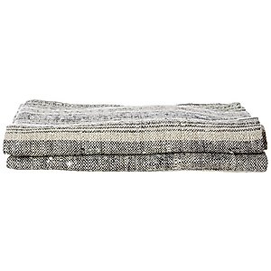 LinenMe Set of 2 Linen Guest Towels, 14" x 17", Black/Natural Striped, 100% linen, Prewashed