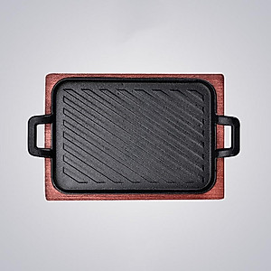 SZTNKSKJ Steak plate sizzle platter cast iron cast iron bakeware cast iron square pan cast iron skillets cast iron platter pan for roti (handle)