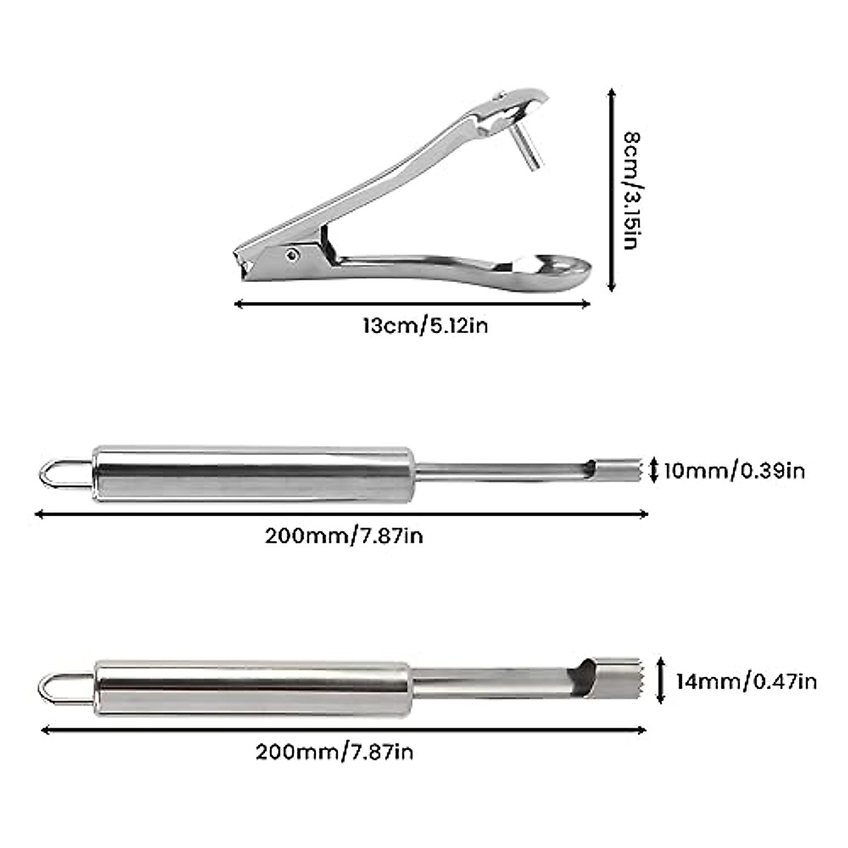 CALIDAKA Cherry Pitter Tool, 4PCS Stainless Steel Pitter Tool, Portable Cherry Remover Olives Pitter Tool, Kitchen Pitter for Cherry, Olives, Hawthorn, Red Date