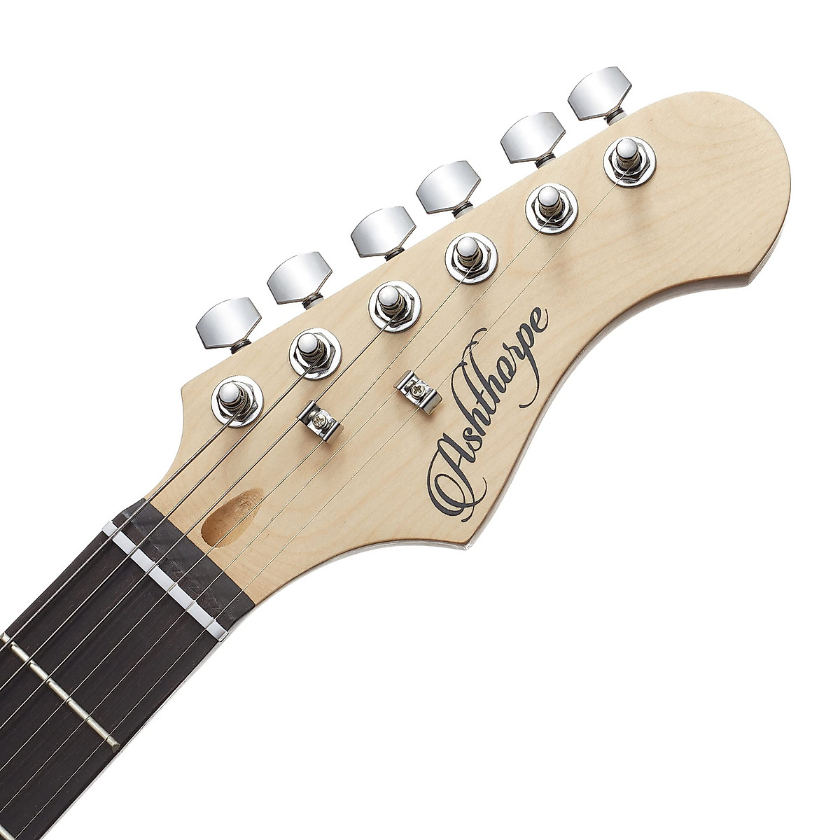 Ashthorpe 39-Inch Electric Guitar (White-White), Full-Size Guitar Kit with Padded Gig Bag, Tremolo Bar, Strap, Strings, Cable, Cloth, Picks