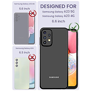 Dretal for Samsung A23 4G/ 5G Case, Galaxy A23 Case Tempered Glass Screen Protector,Military Grade Drop Tested Hard Back & Soft Edge Slim Flower Women Girls Phone Protective Cover(Deep Purple)