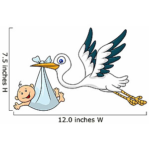 Wallmonkeys Stork with Baby Wall Mural Peel and Stick Graphic (12 in W x 7 in H) WM31785