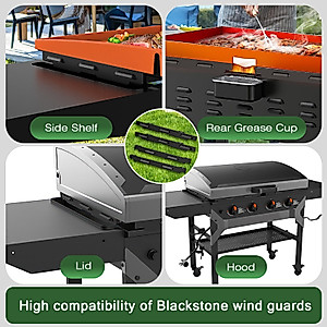 Upgraded Grease Catcher for Blackstone 36" with Upgraded 36" Silver Magnetic Wind Guards for Blackstone Bundling