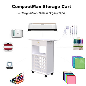 Craft Organization and Storage Rolling Cart Compatible with All Cricut Machines, Craft Table with 30 Vinyl Roll Holders,Craft Cart with Storage for Craft Room Home