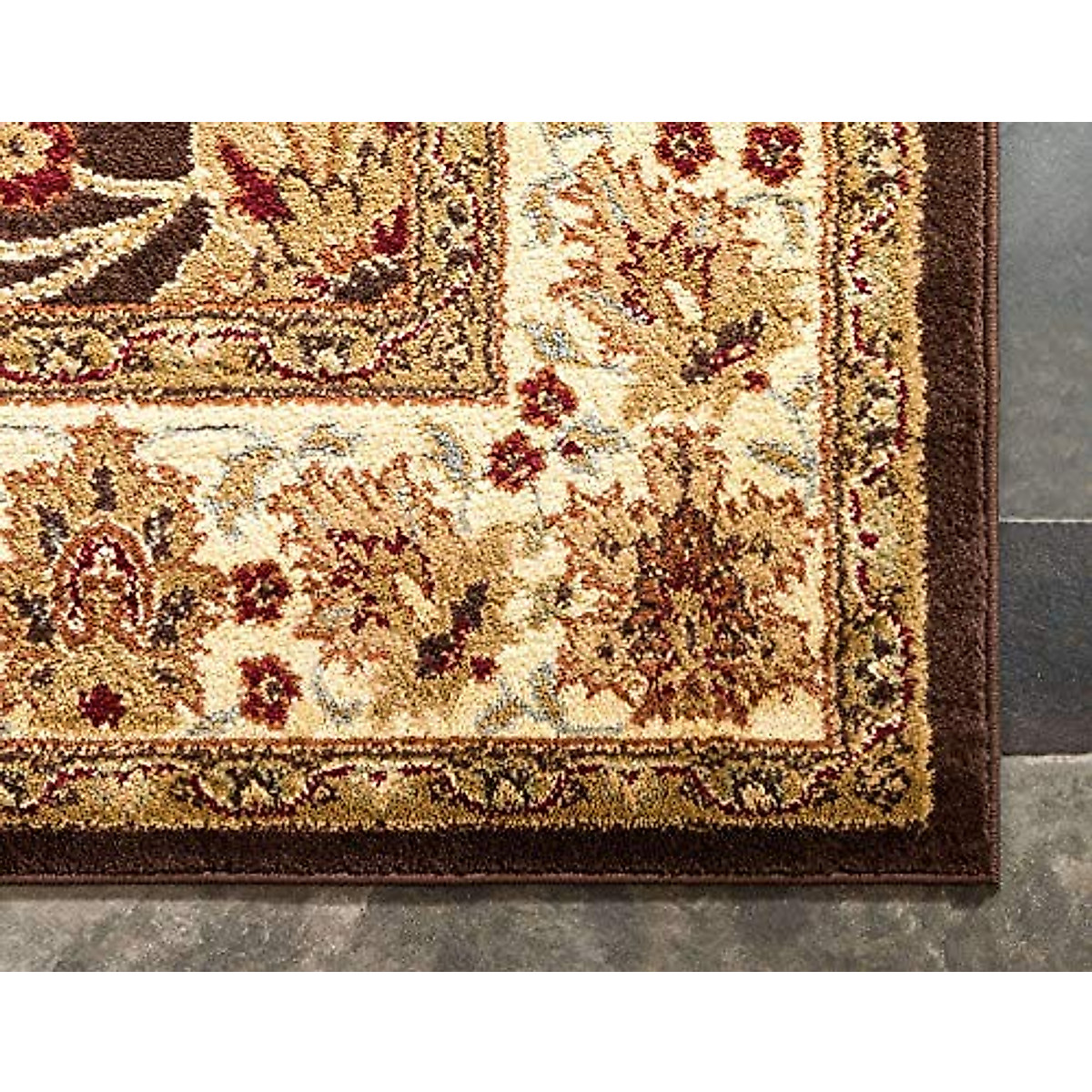 Unique Loom Voyage Collection Traditional Oriental Classic Intricate Design Area Rug, 5' 3" x 8' Rectangle, Brown/Cream