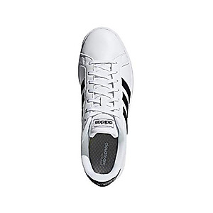 adidas Men's Grand Court Racquetball Shoe, White/Black/White, 9.5