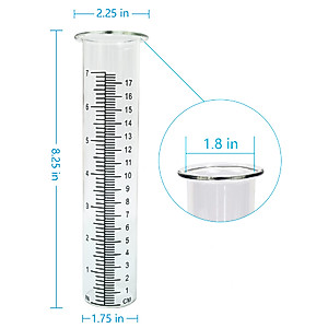 Lueudu 7" Plastic Rain Gauge Replacement Tube, 8.25 x 2.25 x 1.75 inches Cold Resistance Crack Resistance for Outdoor Garden Yard Home, 2PCS