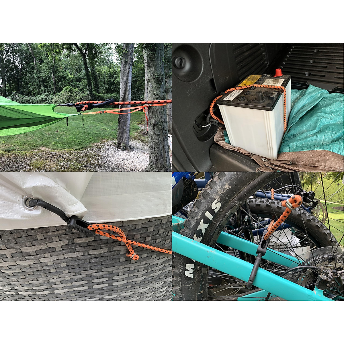 Kotap MABC-24 All- Purpose Adjustable Bungee Cords with Hooks, 24-Inch, Orange/Black, 10 Count