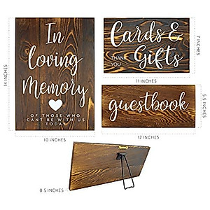 Darware Wooden Wedding Reception Signs (Set of 3, Brown); for Guests, Gifts, and Memorial