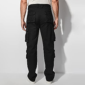 Men's BDU Casual Military Pants, Tactical Wild Army Combat ACU Rip Stop Camo Cargo Work Pants Trousers with 8 Pockets #7533 Black 36