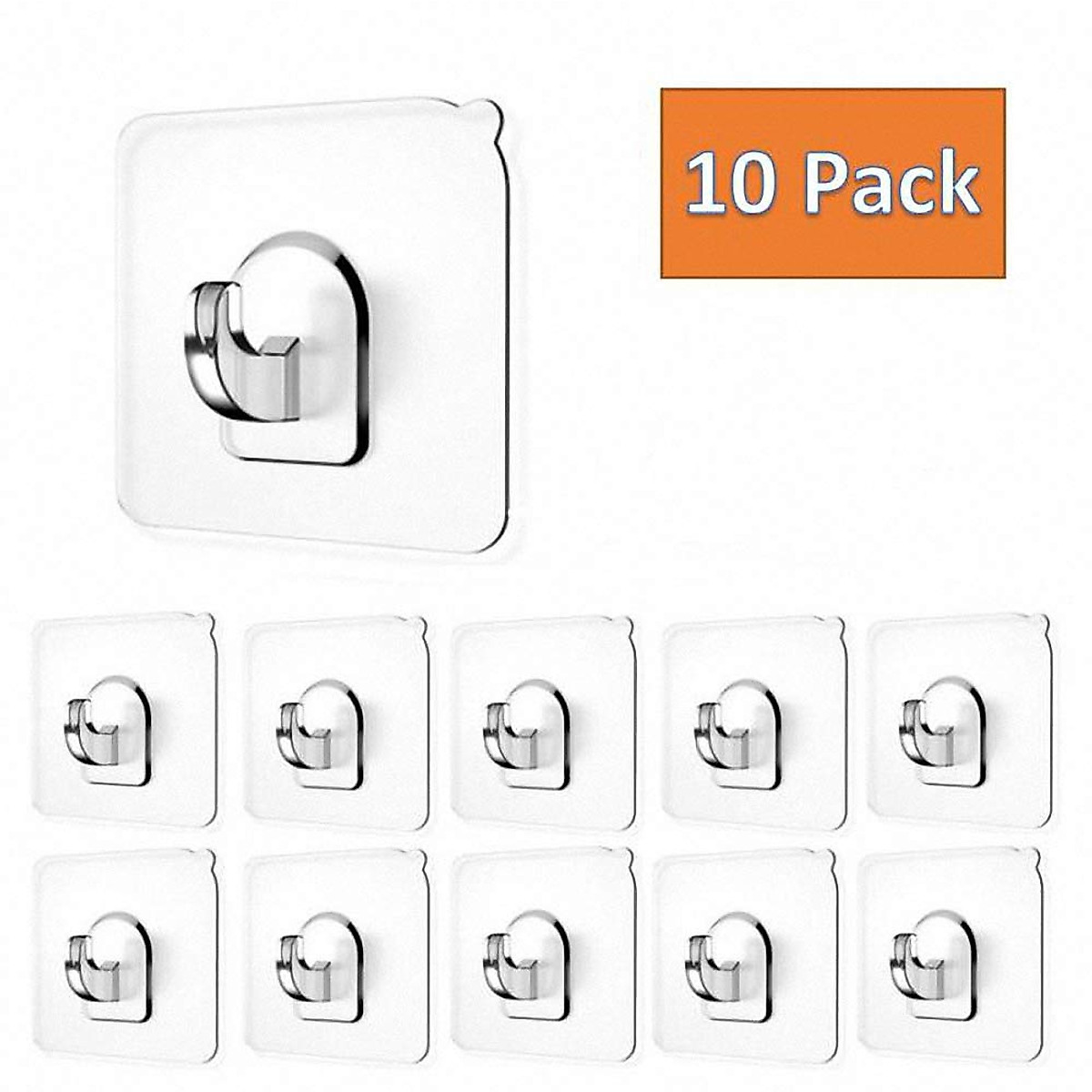 FIGO 10 Packs 15lB(Max) Seamless Small Wall Hooks Adhesive Transparent Seamless Hooks Very Creative, Practical Hook for the Drill-free Wall