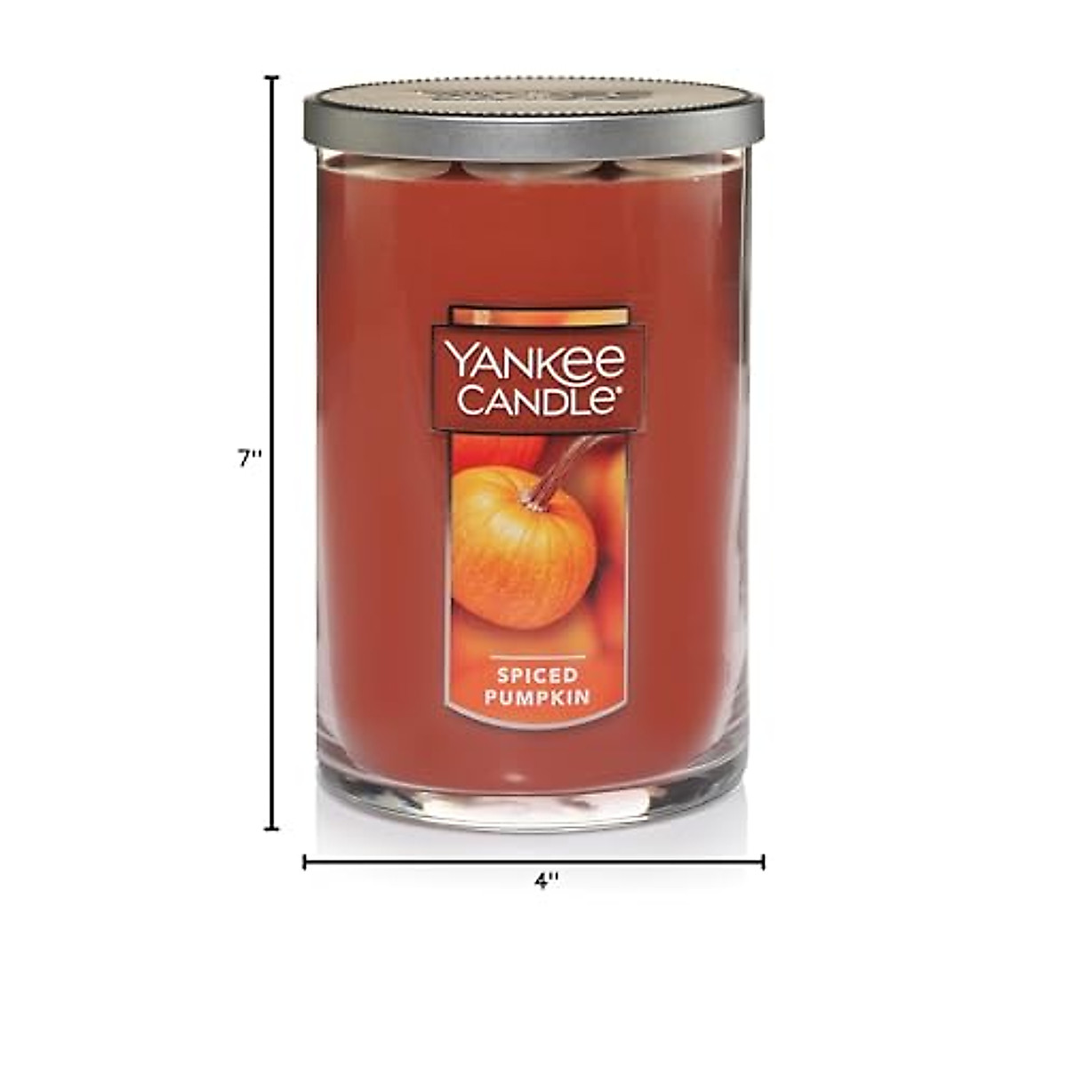 Yankee Candle Spiced Pumpkin Scented, Classic 22oz Large Tumbler 2-Wick Aromatherapy Candle, Over 75 Hours of Burn Time, Apothecary Jar Fall Candle, Autumn Candle Scented for Home