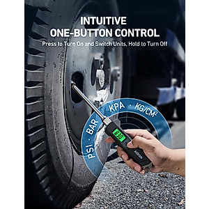 AstroAI Digital Tire Pressure Gauge 230 PSI Heavy Duty Dual Head Stainless Steel Made for Truck and RV with Backlit LCD and Flashlight Car Accessories