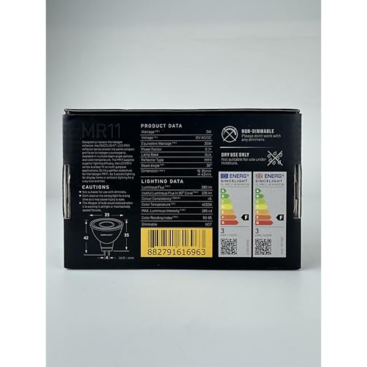 SINCELIGHT 12V MR11 GU4 LED Small Reflector Ø35mm Spot Light Bulb with GU4 Base, 3W, 280 Lumens, 25W Halogen Equivalent, 4000K (Neutral White) High Color Rending RA≈92, 35°Beam Angle, Pack of 6