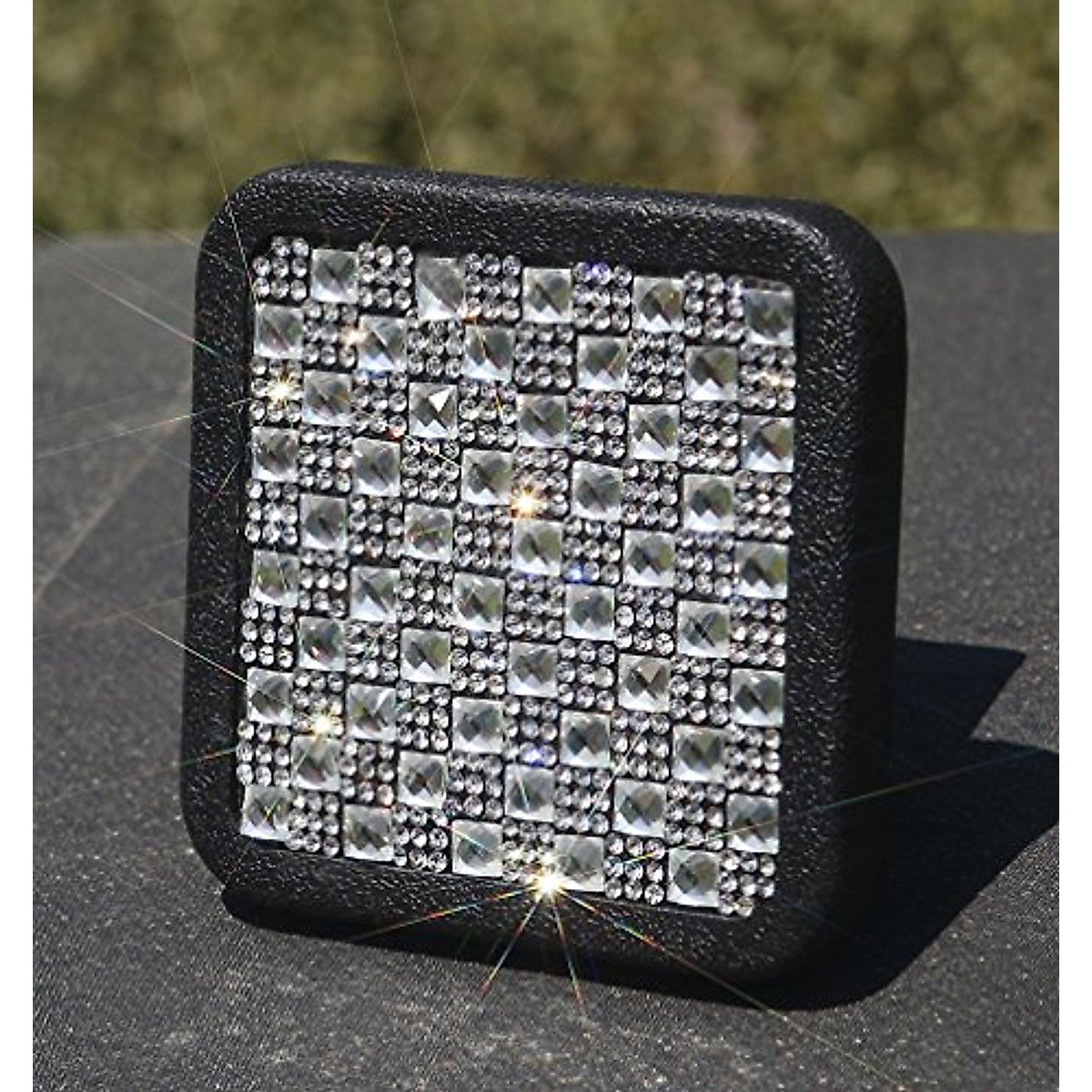 Diamond Crystal Bling Rhinestone Trailer Hitch Cover tube insert Fits 2" Receivers (Fits 2" Receivers, Clear)