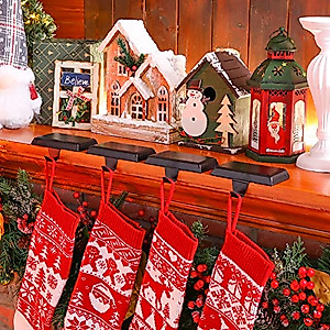 Zhengmy Christmas Stocking Holders Mantel Stocking Hangers Metal Hanging Hooks Stocking Holders Bases for Fireplace Free Standing Christmas Xmas Party Decoration (Black, 6 Pieces)