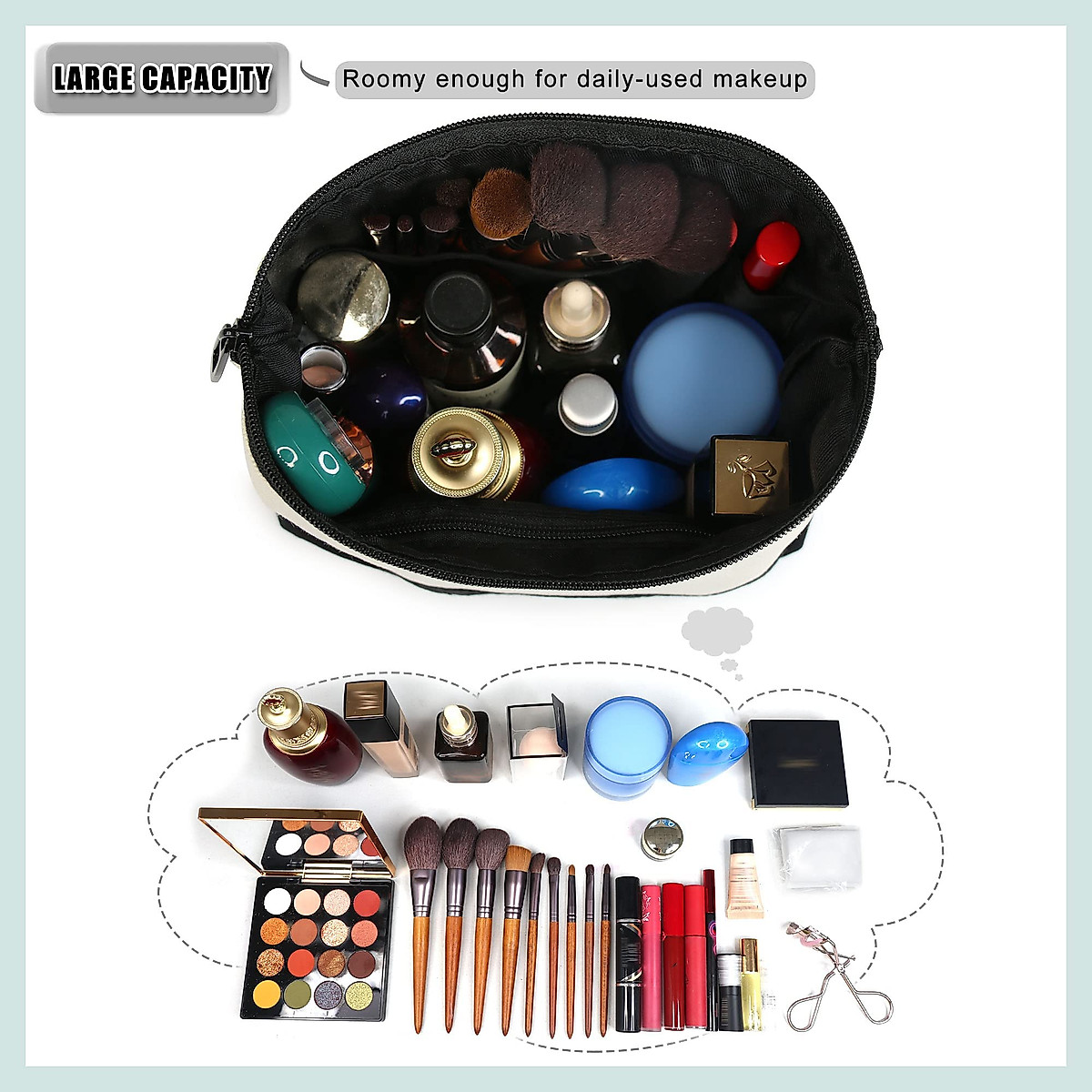 BeeGreen Gifts for Coworkers Mom Personalized Tote Bag Initial Canvas Tote Embroidery Bag Unique Monogram Gift Basket with Makeup Bag & Zipper Pouch for Office Teacher Hostess Sister A