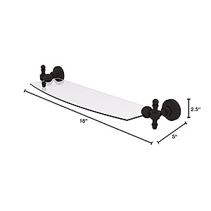Allied Brass RW-33/18-ORB Retro Wave 18 Inch Glass Shelf, Oil Rubbed Bronze
