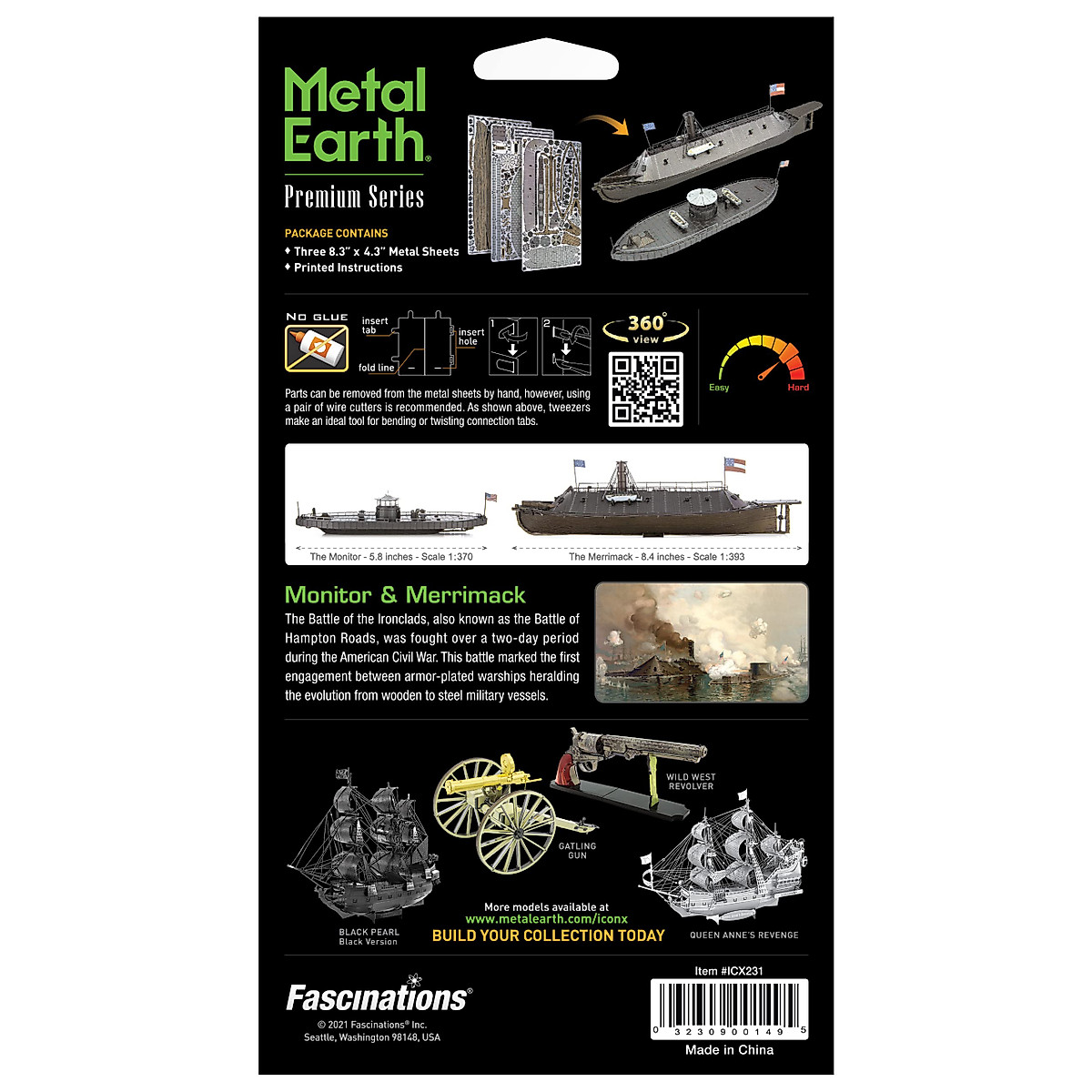 Metal Earth Premium Series Monitor & Merrimack 3D Metal Model Kit Fascinations
