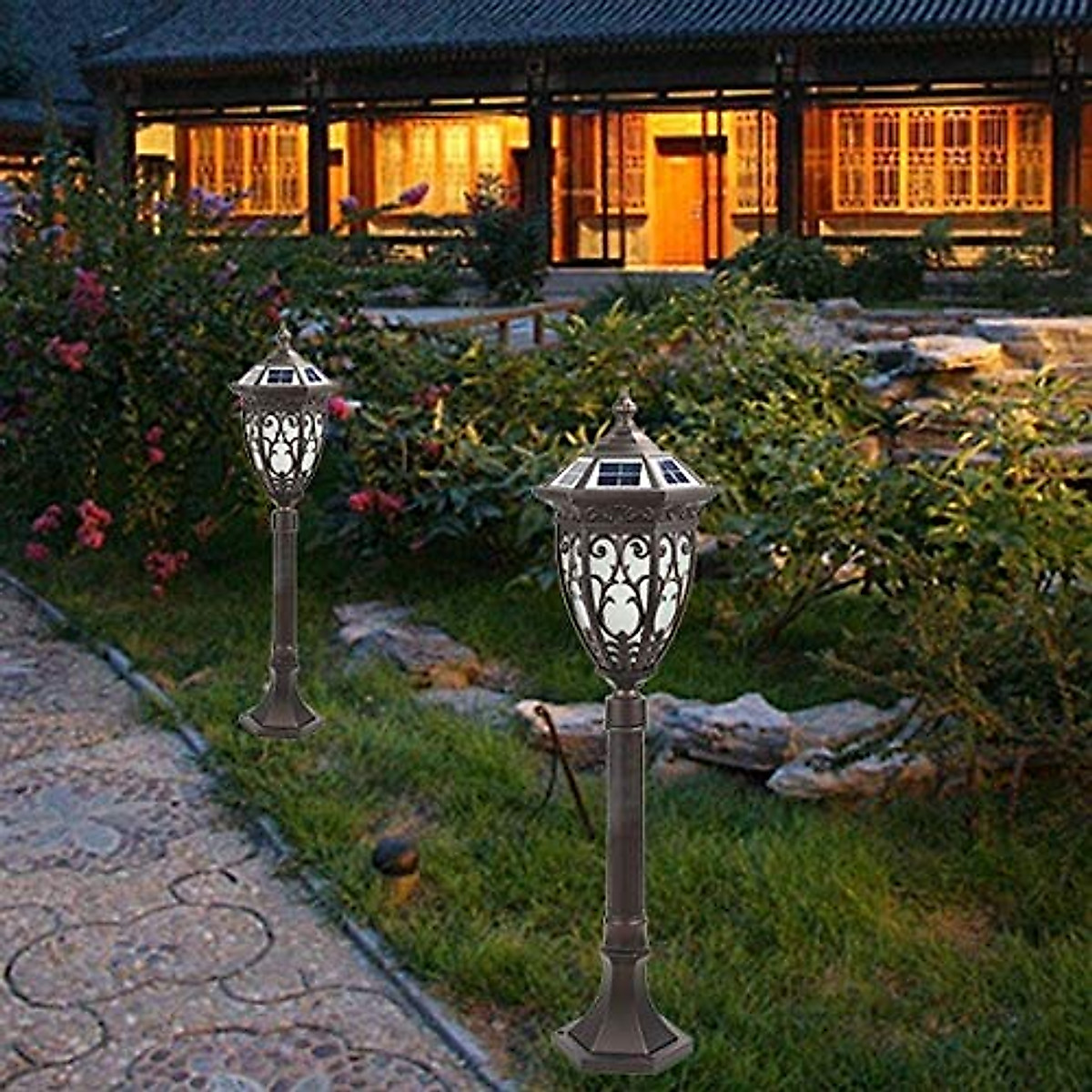 ZMY IP65 Solar Anti-Rust Waterproof Street Lighting Outdoor Lawn Post Light Home Highlight LED Street Lantern Garden Loft Villa Pathway Illumination Edison