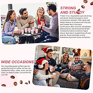 100 Pcs 12 oz Disposable Coffee Cups with Lids and Sleeves Bulk, Insulated Paper Cups Hot Chocolate Cups for Hot and Cold Beverage Water Juice Cocoa Tea Party Restaurants Travel Supplies (Pink)