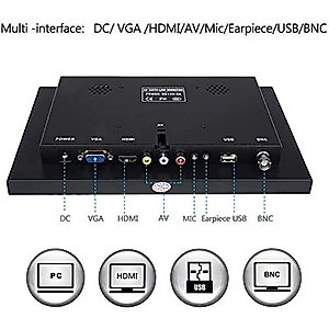 Eyoyo 10 Inch IPS Hdmi Monitor TFT LCD Display 1280x800 Resolution Portable Small HD Monitor with HDMI BNC VGA AV USB Input and Built-in Speaker for Video Display Screen DVD PC Laptop