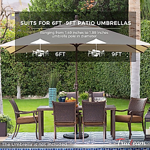 FRUITEAM 23-lbs Round Patio Umbrella Base Pre-Filled Umbrella Stand 15" Sun-Flower-Pattern Heavy Duty Market Umbrella Base Stand for Patio, Outdoor, Swimming Pool, Black