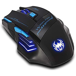 zelotes Wireless Mouse,2400DPI,7 Buttons,2.4G Computer Mouse,USB LED Wireless Gaming Mouse for Laptop,Ergonomic Mouse for PC,Mac,Black