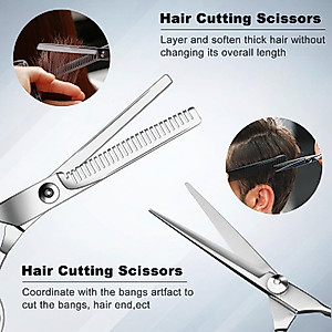 Sirabe 9 Pcs Hair Cutting Scissors Set Hairdressing Scissors Kit, Thinning Haircut Scissors, Professional Barber Salon Home Shears Kit for Men Women
