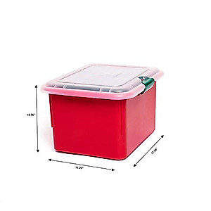 HOMZ 7875RBGLDC.02 Light Organizer Holiday Plastic Storage Container, 2 Pack, Red and Green, 2 Sets