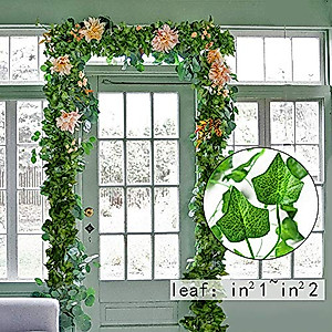 Gooteff 168 Ft Fake Plants Artificial Ivy Leaf Greenery Garland Plants Fake Hanging Vine Garland Fake Leaves for Party Garden Office Christmas Wedding Wall Home Decor（24 Pack）