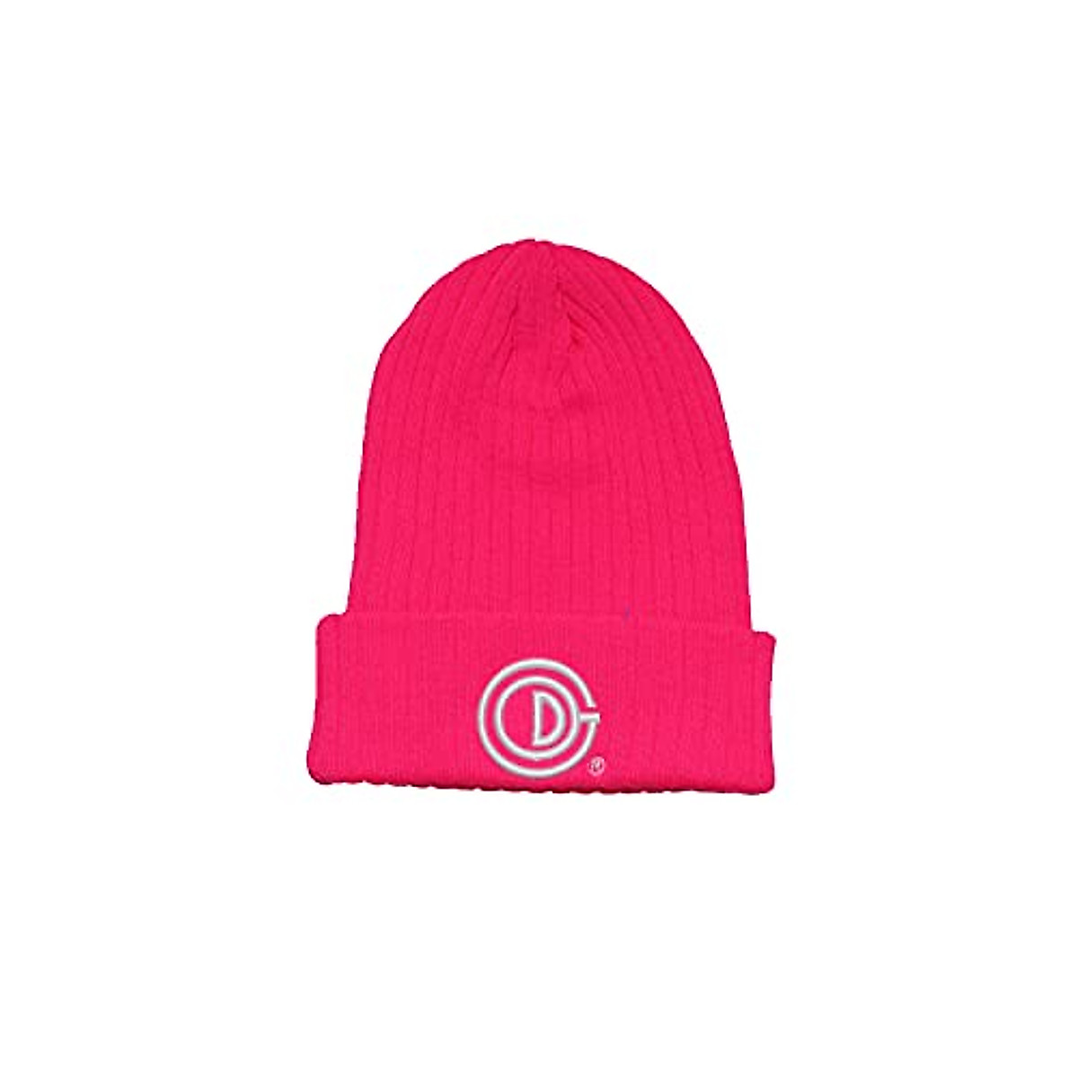 GOD CREATED 3D Logo Rib Knit Beanie (Hot Pink)