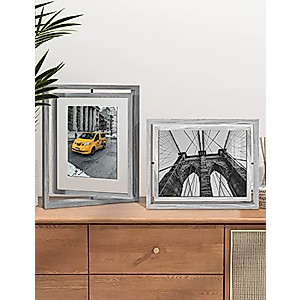 SUMGAR 8x10 𝙋𝙞𝙘𝙩𝙪𝙧𝙚 𝙁𝙧𝙖𝙢𝙚 Gray 𝙍𝙤𝙩𝙖𝙩𝙞𝙣𝙜 Floating Frames Set of 2, Double Sided Picture Frames Wooden Frames for Plants Pressed Flowers Floating Effect Display