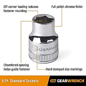 GEARWRENCH 14 Pc. 3/8" Drive 6 Pt. Standard Socket Set, Metric - 80552