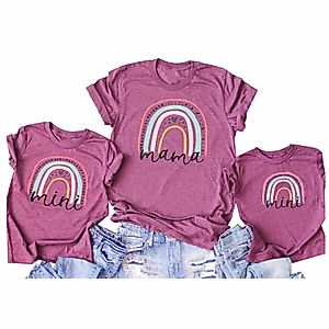 Mama and Mini Rainbow T-Shirt Mommy and Me Shirts Mama Mini Matching Tee Boho Rainbow Shirt Mother and Daughter Shirt
