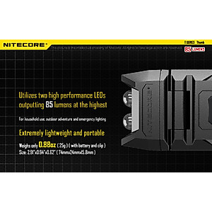 Nitecore Thumb 85 Lumens USB Rechargeable White & Red LED Keychain Light - Tiltable Work Light with Clip and a LumenTac USB Charging Cable