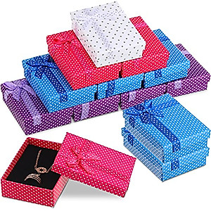 Henoyso 24 Pcs 2.7 x 3.5 Inch Jewelry Gift Boxes Empty Cardboard Jewelry Boxes Packaging Decorative Small Boxes for Gifts Ring Necklace Earring Christmas, 4 Colors