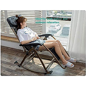 Lounge Chair, Sun Lounger Garden Chairs Zero Patio Chairs Reclining for Heavy People Folding Sun Lounger Outdoor Beach Camping Portable Chair Home Lounge Chair with Bamboo Pad (Color, Black),Brow (Si