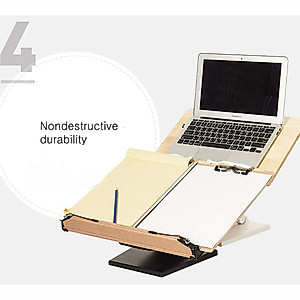 EYELEVEL Wooden Book Stand Reading Rest Bookrest Cookbook Laptop Holder for Textbook Music Score Desk Laptop Height Adjustable 270° Angle Adjustable with withmolly USB led Book Light